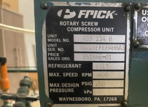 Frick Ammonia Compressor Package : Model RDB-134b : HP 100 Volt 460 ...
